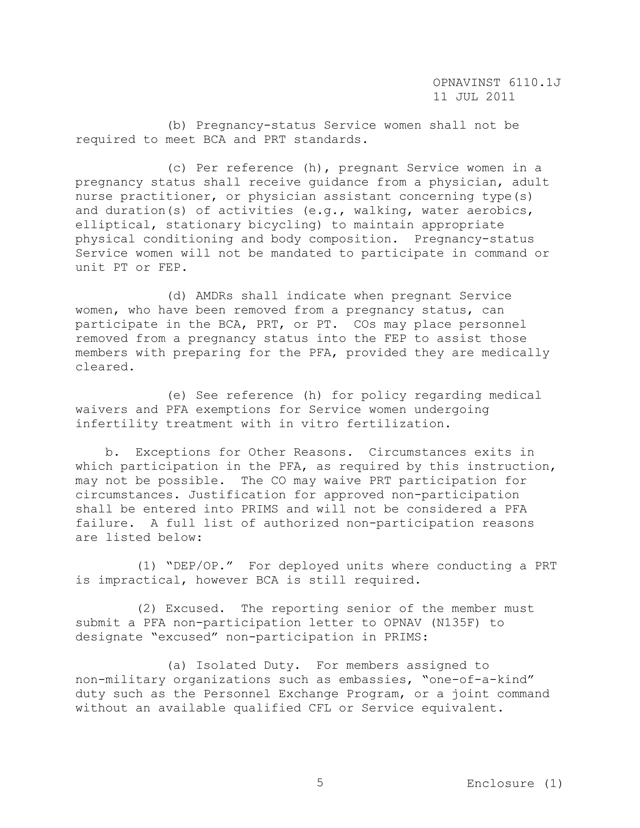 NAVY PRT Instructions 6110.1 j | PDF