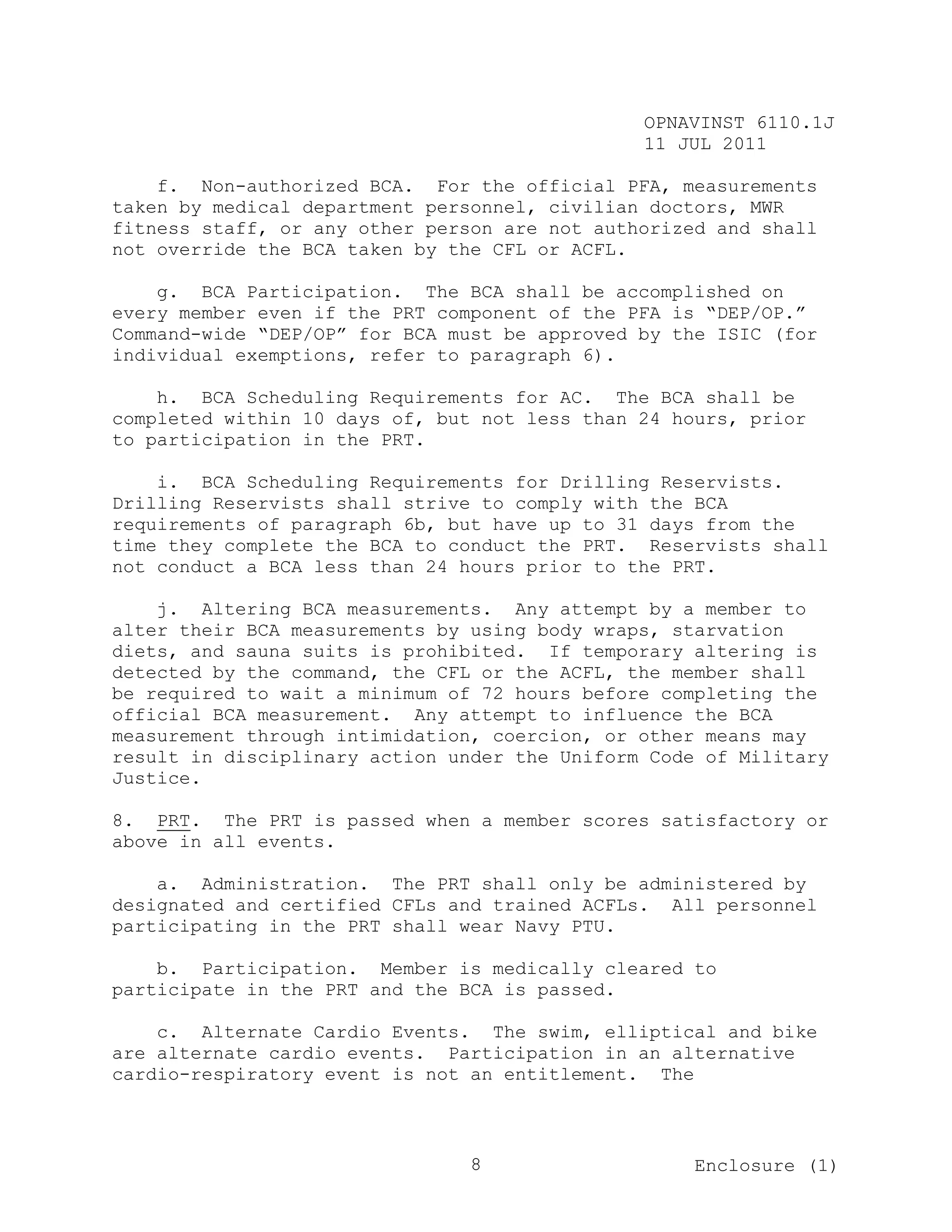 NAVY PRT Instructions 6110.1 j | PDF