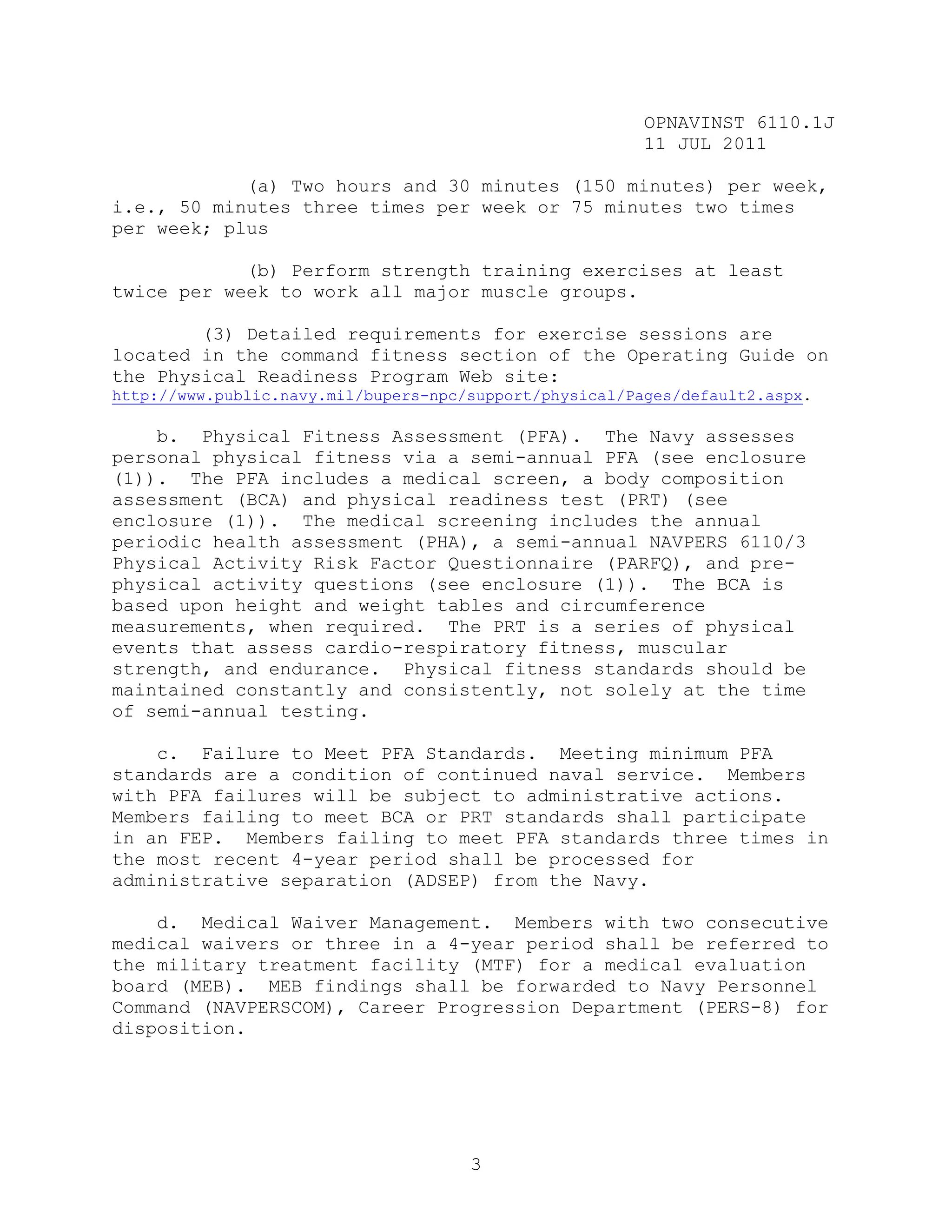 NAVY PRT Instructions 6110.1 j | PDF