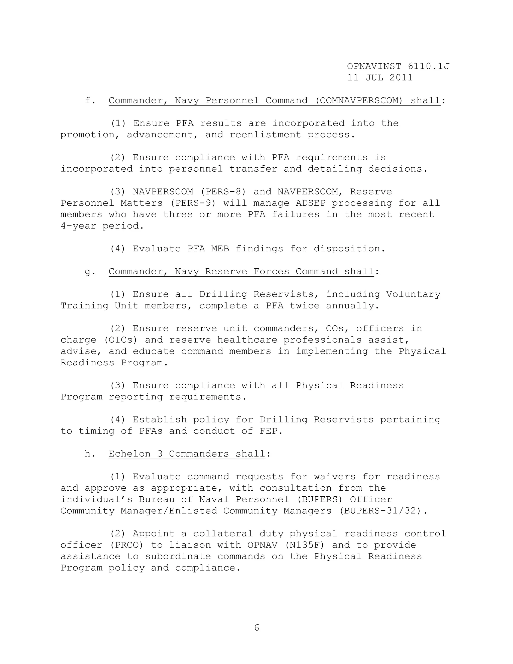 NAVY PRT Instructions 6110.1 j | PDF