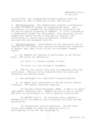 NAVY PRT Instructions 6110.1 j | PDF
