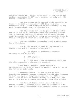 NAVY PRT Instructions 6110.1 j | PDF