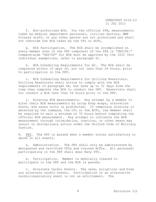 NAVY PRT Instructions 6110.1 j | PDF