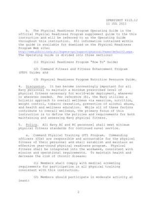 NAVY PRT Instructions 6110.1 j | PDF