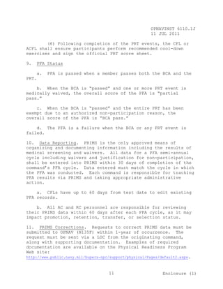 NAVY PRT Instructions 6110.1 j | PDF