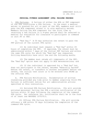 NAVY PRT Instructions 6110.1 j | PDF