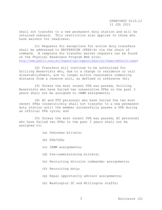 NAVY PRT Instructions 6110.1 j | PDF