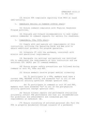 NAVY PRT Instructions 6110.1 j | PDF
