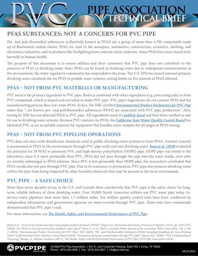 PFAS Substances: Not a Concern for PVC Pipe | PDF | Chemistry | Science