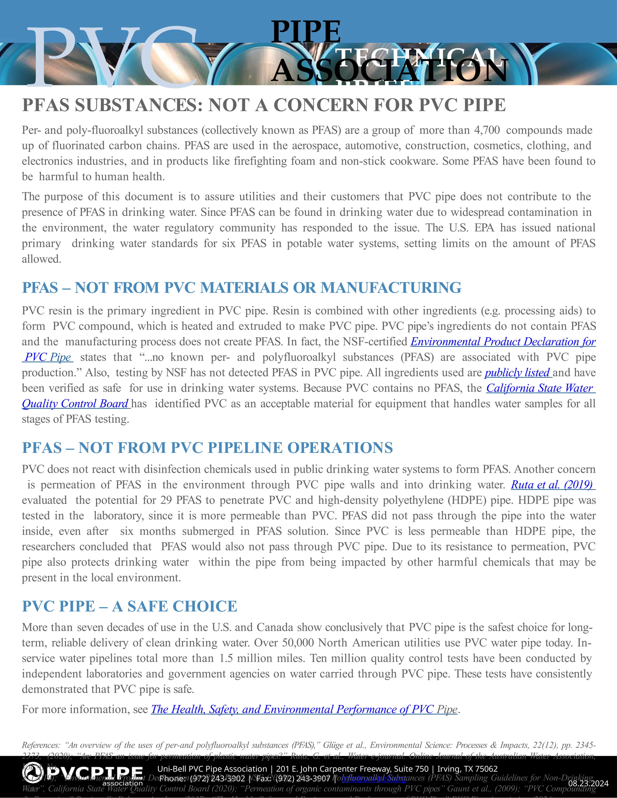 PFAS Substances: Not a Concern for PVC Pipe | PDF | Free Download