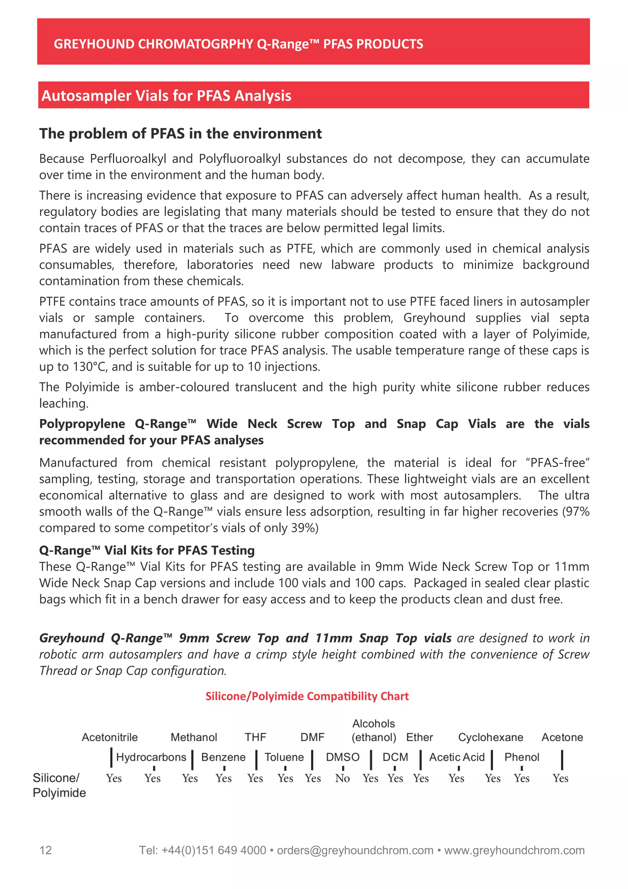 PFAS TESTING SOLUTIONS FROM GREYHOUND CHROMATOGRAPHY | PDF
