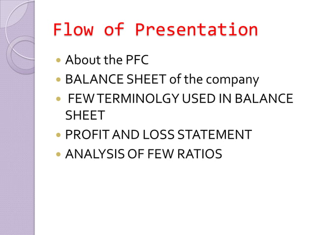 PFC Balance Sheet Analysis | PPTX | Stocks and Bonds | Personal Investing