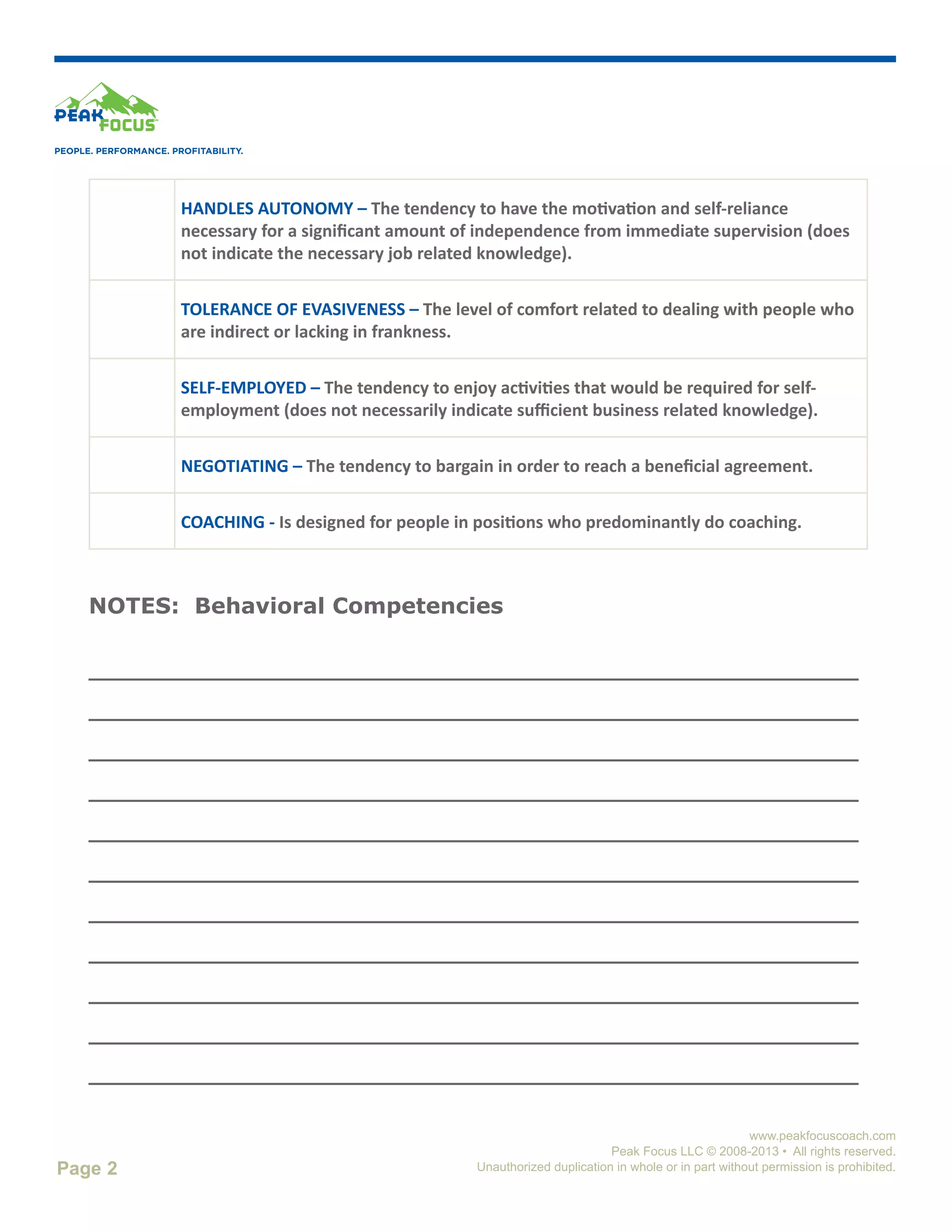 Behavioral Competencies Suitability Traits | PDF