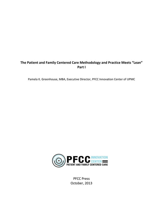 PFCC Methodology Meets "Lean," Part I | PDF