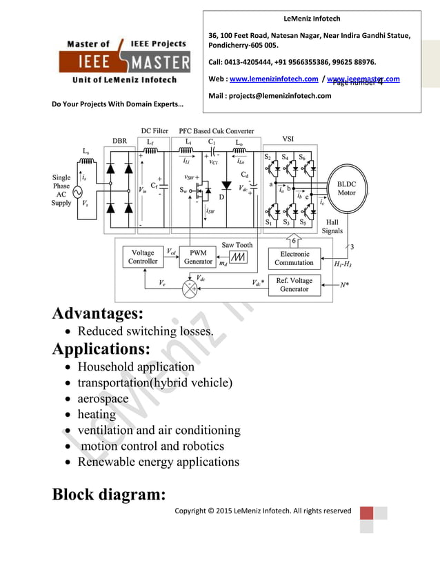 Pfc cuk converter fed bldc motor drive | PDF