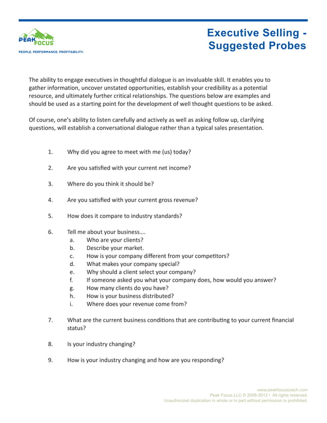 20 Consultative Selling Discovery Questions | PDF