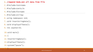 Pf cs102 programming-8 [file handling] (1) | PPTX | Programming Languages | Computing