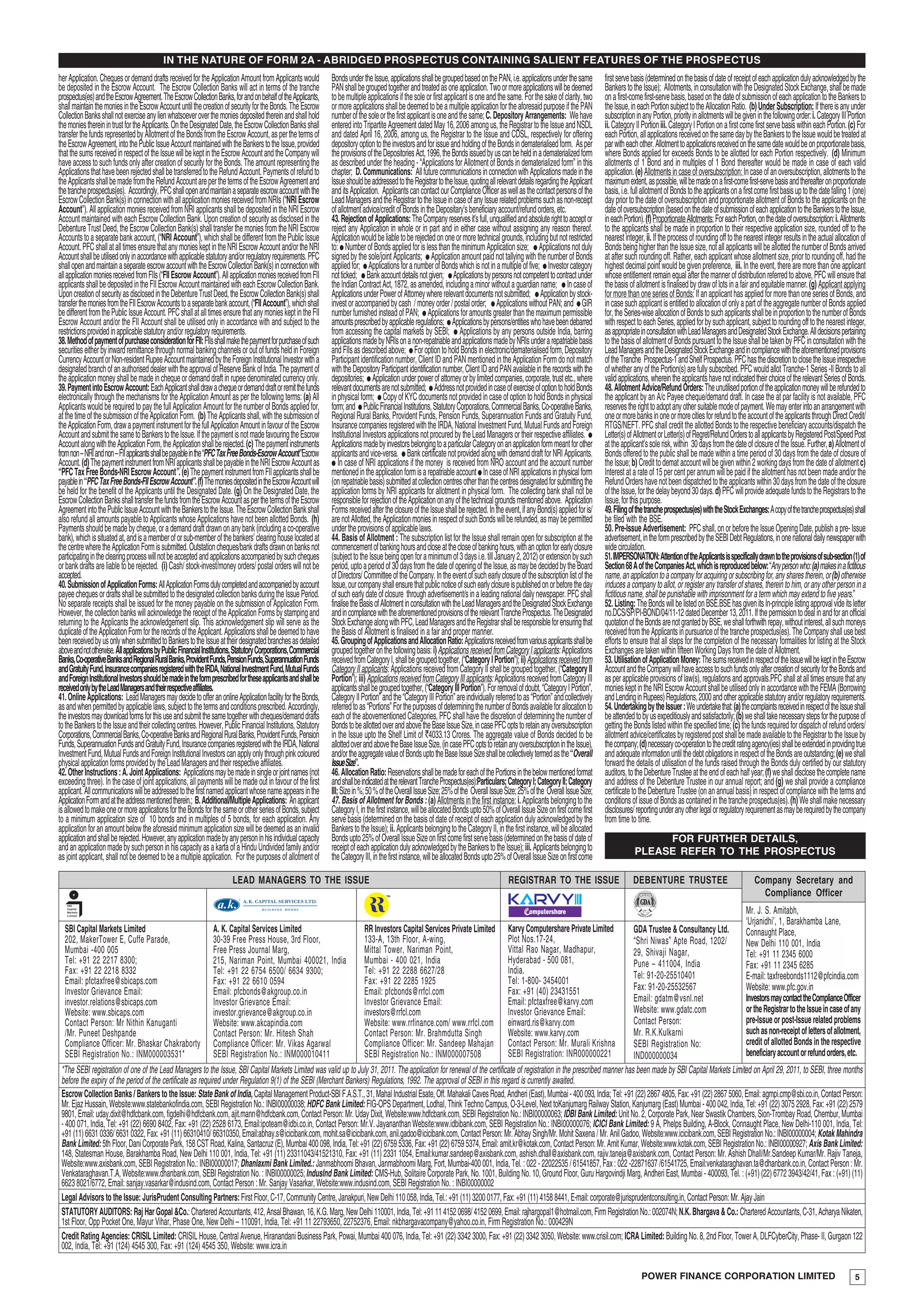 Pfc tax free bonds application form | PDF