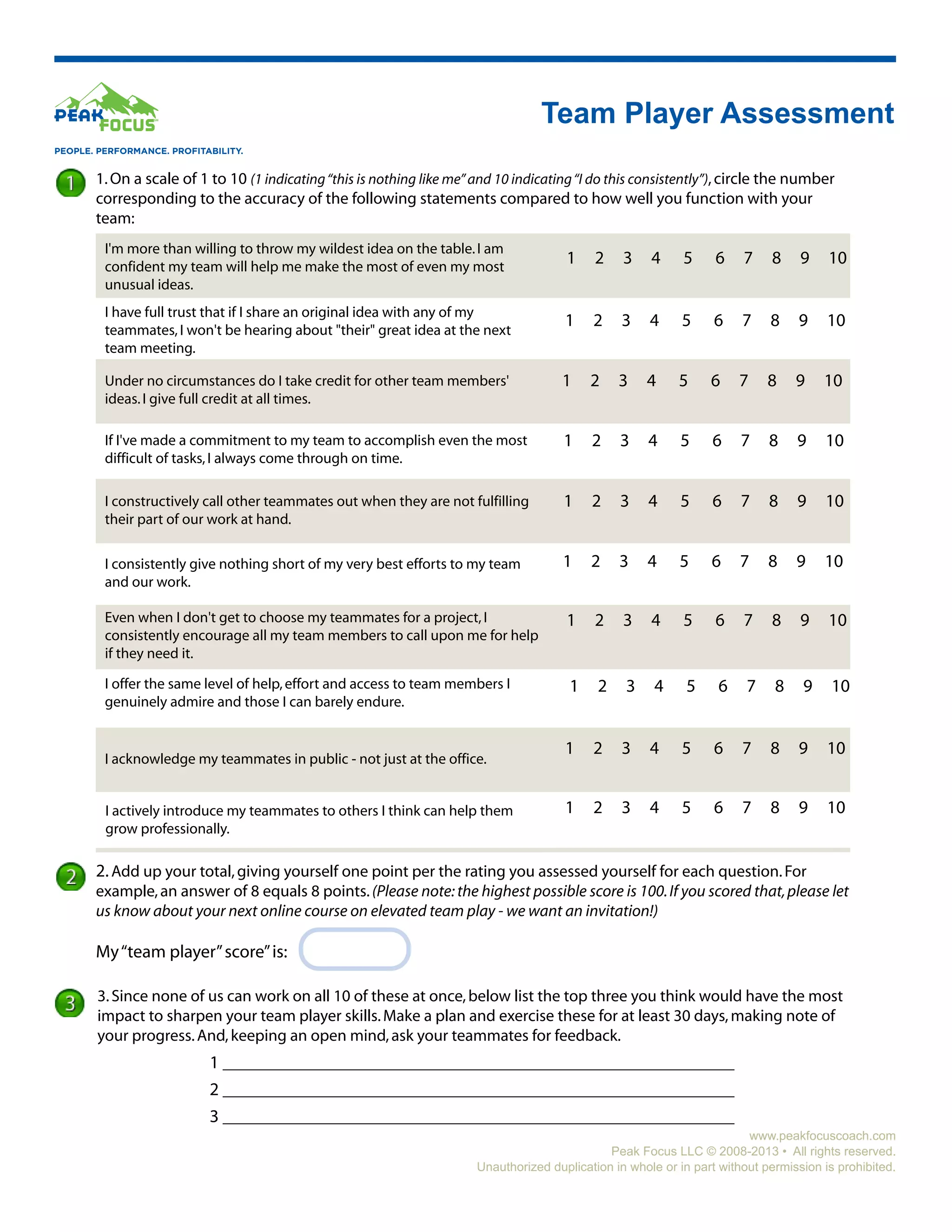 Team Player Assessment | PDF