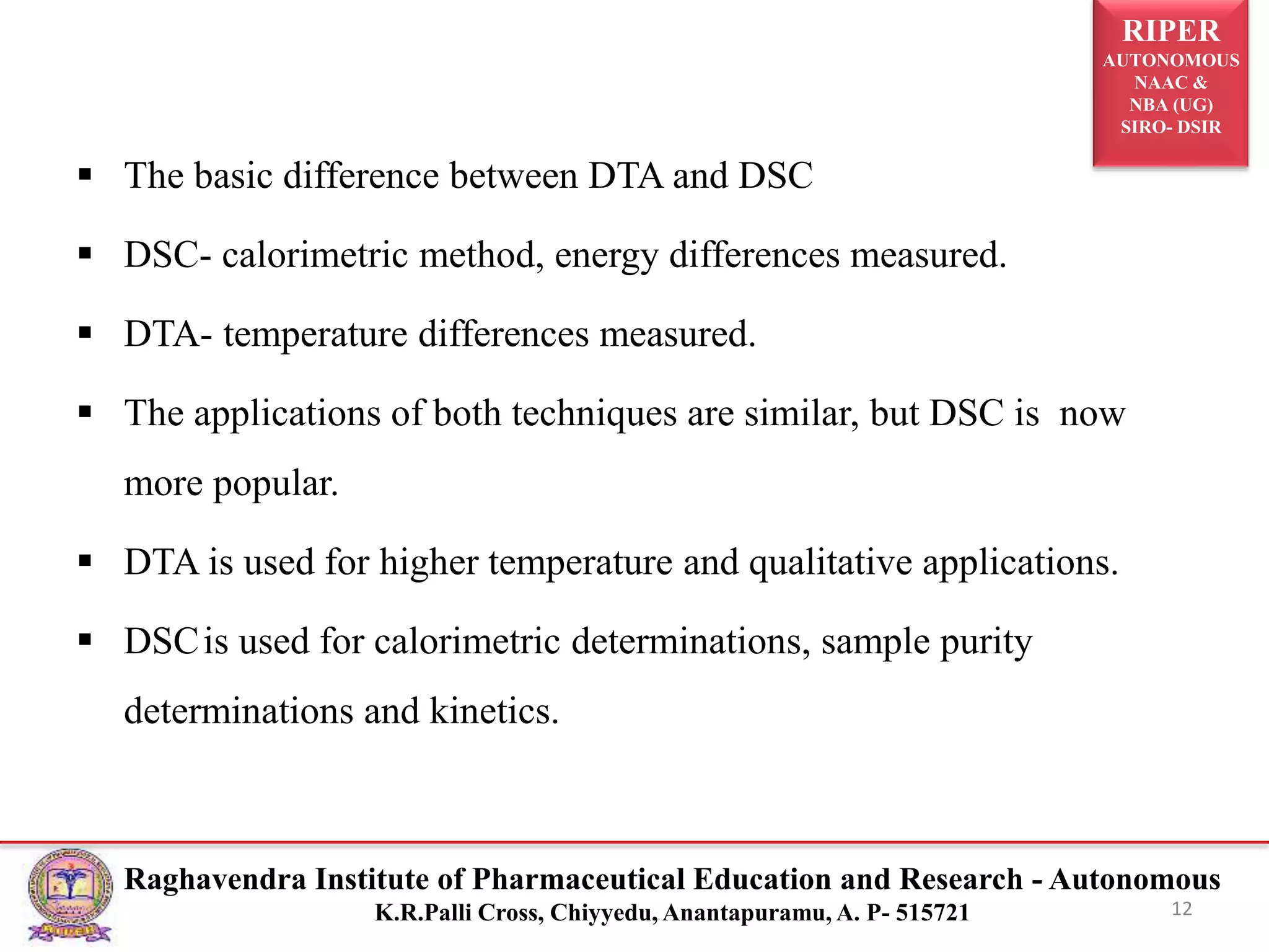 Differential Thermal analysis and Differential Scanning calorimetry. | PPTX