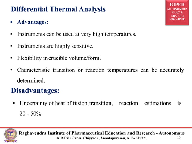Differential Thermal analysis and Differential Scanning calorimetry ...