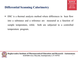 Differential Thermal analysis and Differential Scanning calorimetry. | PPTX