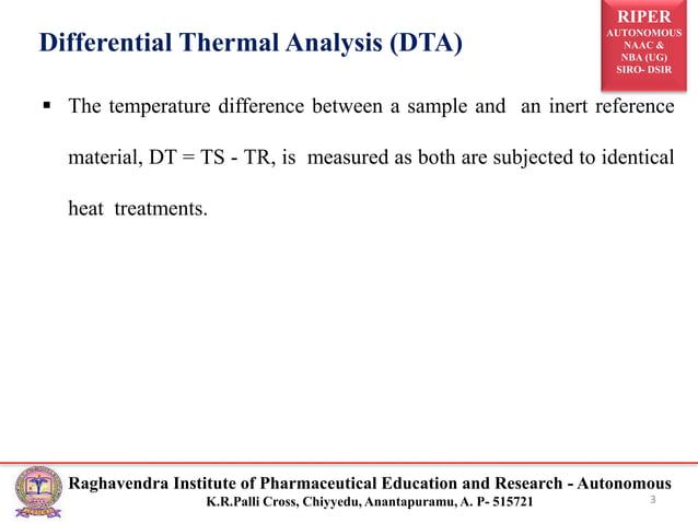 Differential Thermal analysis and Differential Scanning calorimetry. | PPTX | Chemistry | Science