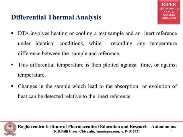 Differential Thermal analysis and Differential Scanning calorimetry. | PPTX | Chemistry | Science