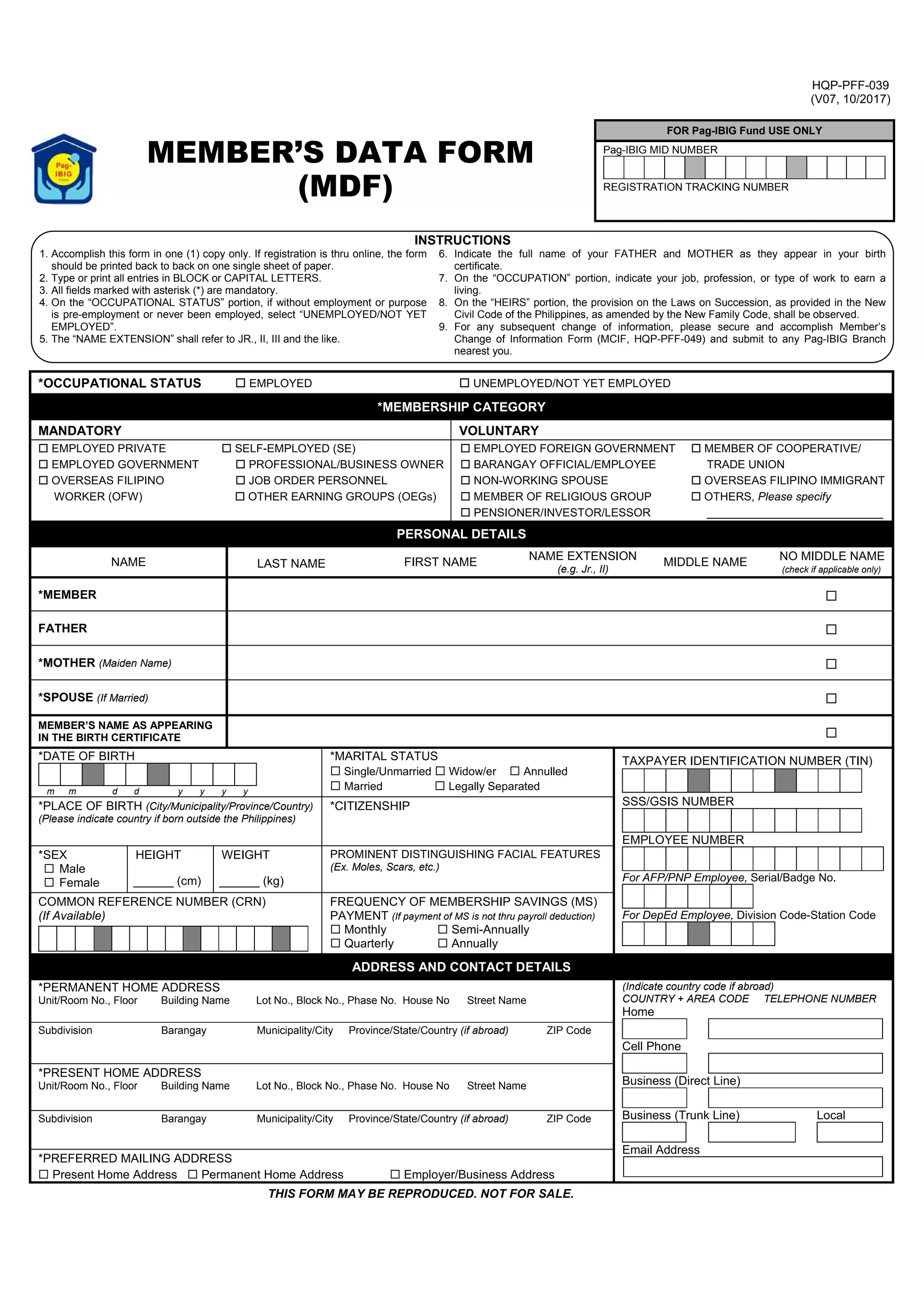 Pff039 members dataform_v07 (1) | PDF