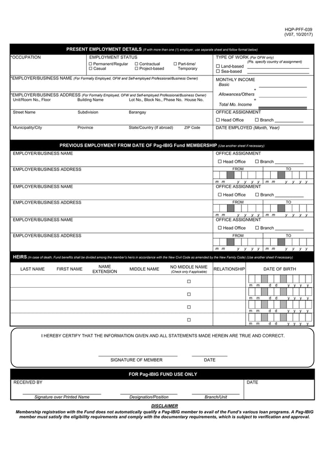 Pff039 members dataform_v07 (1) | PDF