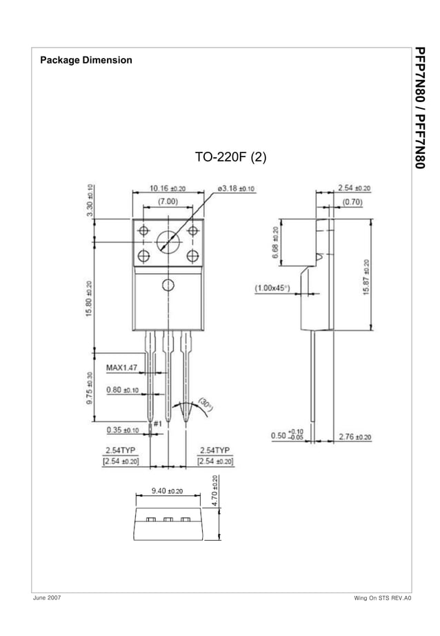 Original N-Channel Mosfet PFF7N80 800V 7A TO-220F New WING ON GROUP ...