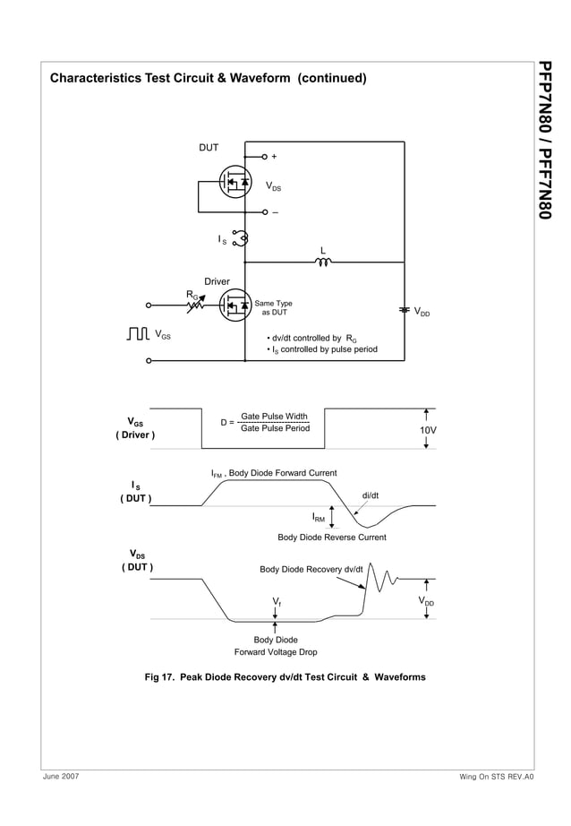 Original N-Channel Mosfet PFF7N80 800V 7A TO-220F New WING ON GROUP ...