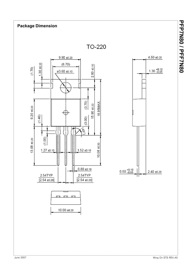 Original N-Channel Mosfet PFF7N80 800V 7A TO-220F New WING ON GROUP ...