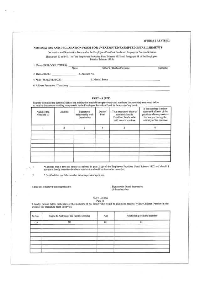 Pf form 2 | PDF