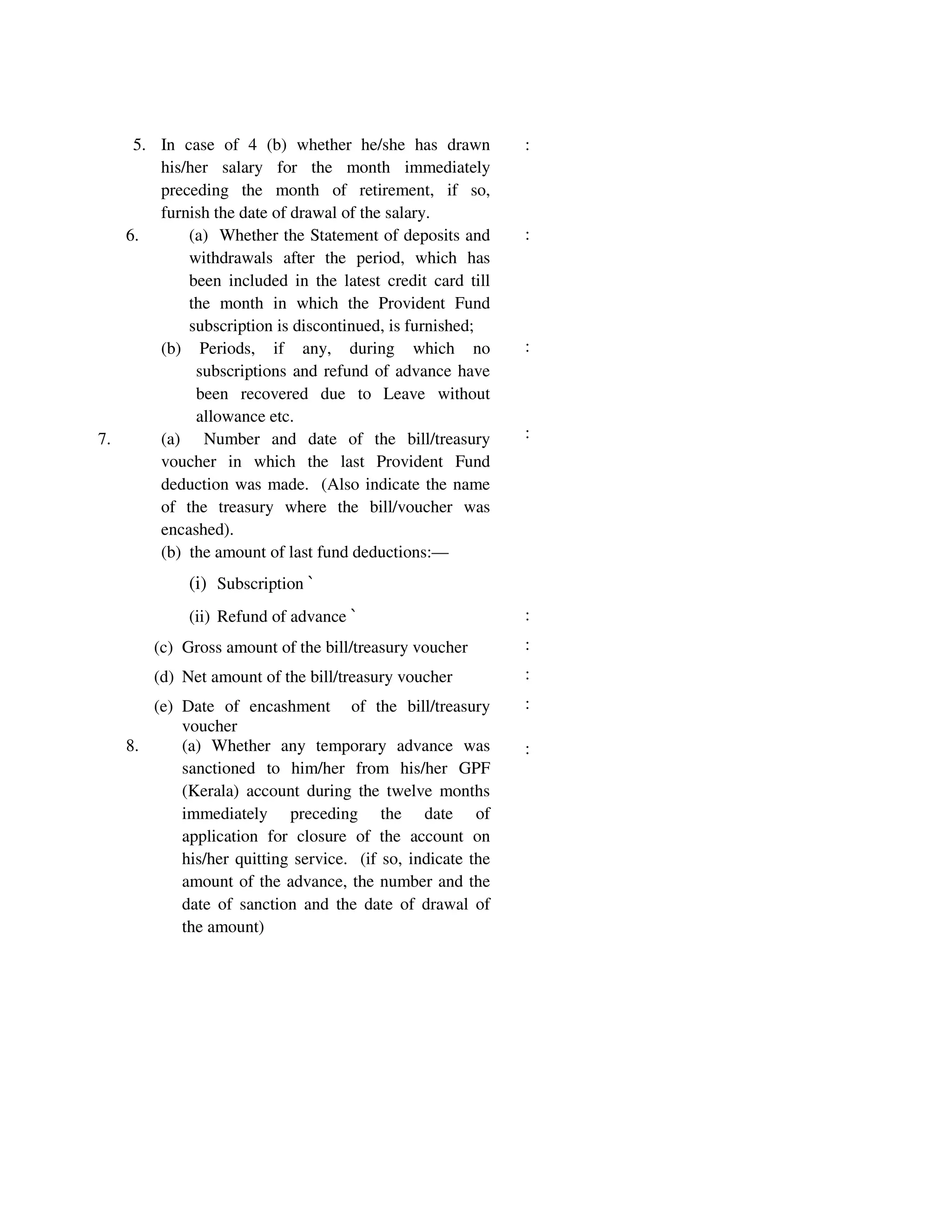 Kerala Govt Employes- application for PF | PDF