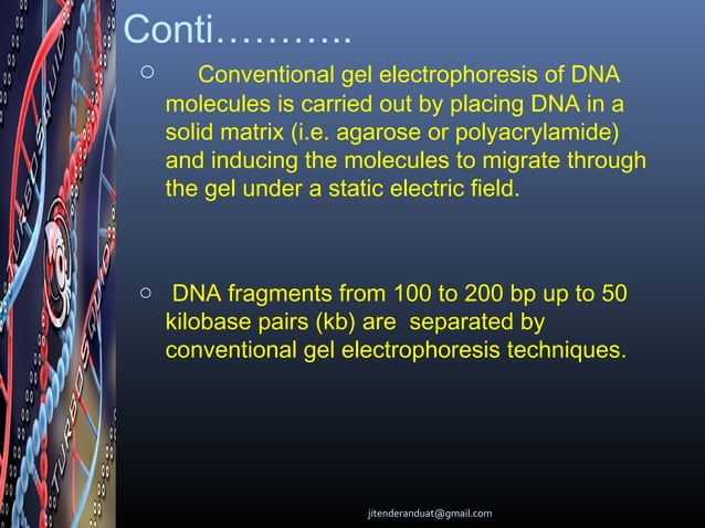 Pulsed field gel electrophoresis (PFGE) | PPT | Genetics | Science
