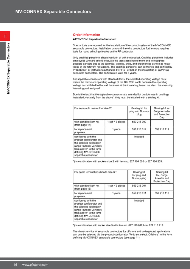 Pfisterer Connex - Cable Connectors & Systems For Medium Voltage Networks | PDF | Home ...