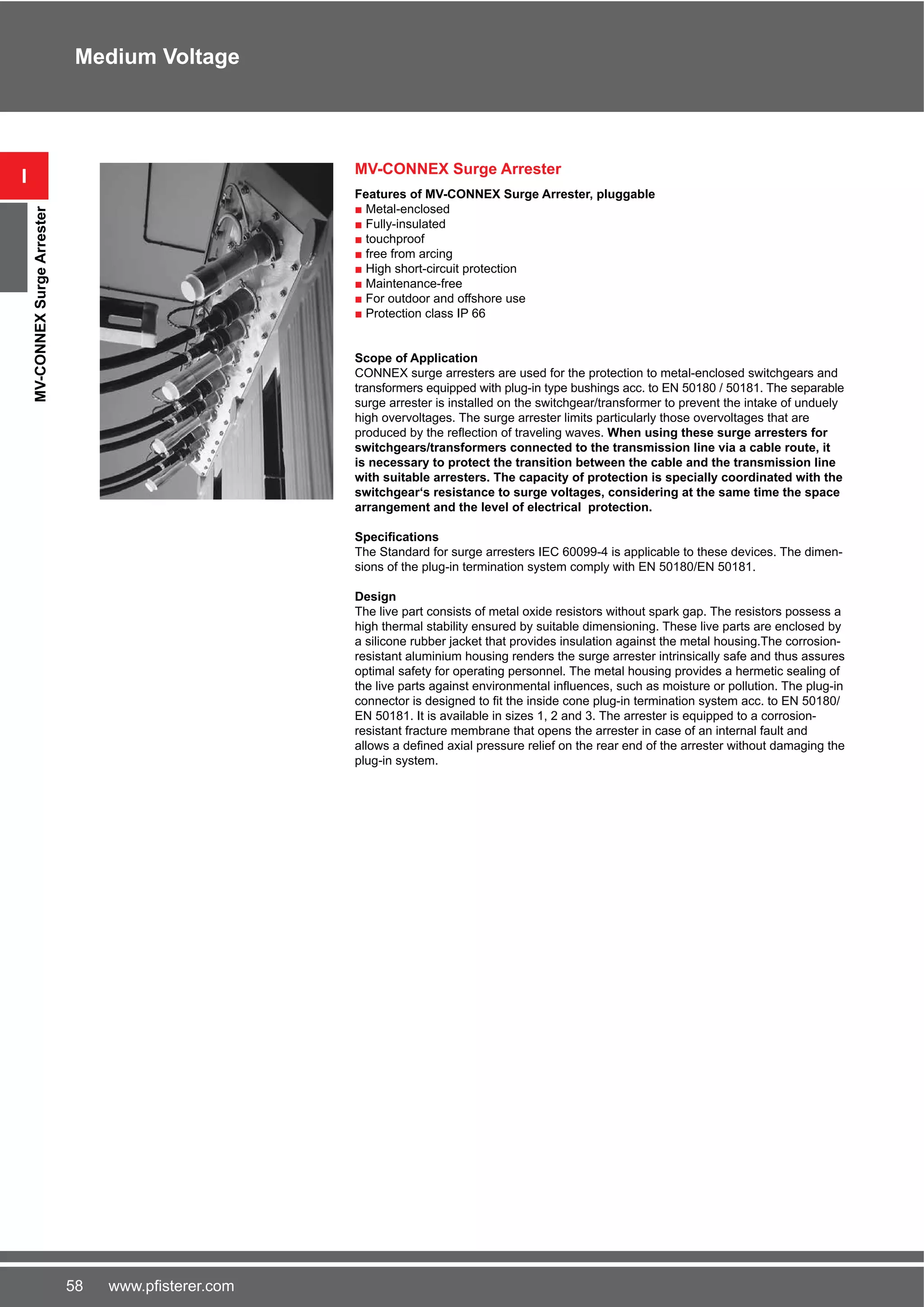 Pfisterer Connex Surge Arresters | PDF