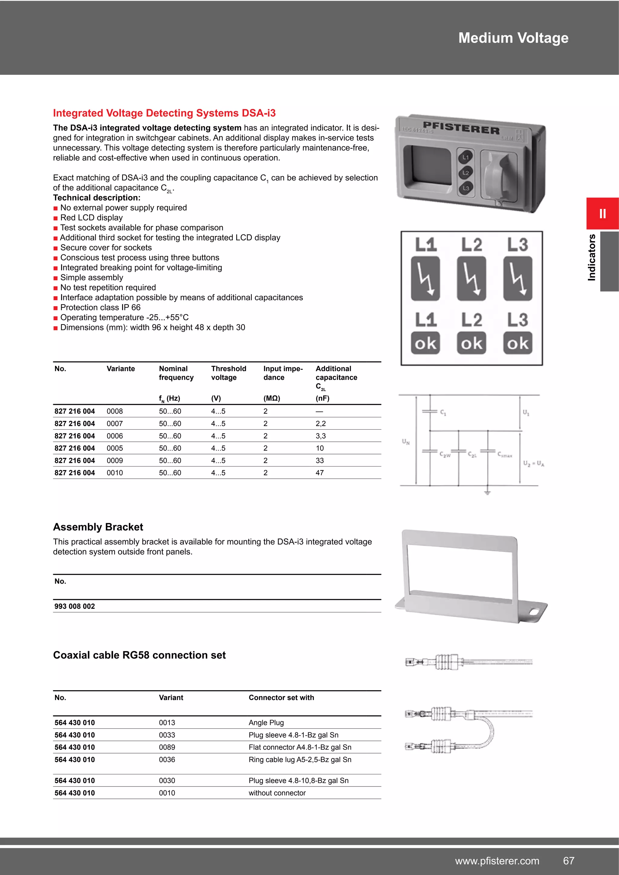 Pfisterer Continuous Voltage Indicators for Encapsulated Systems ...