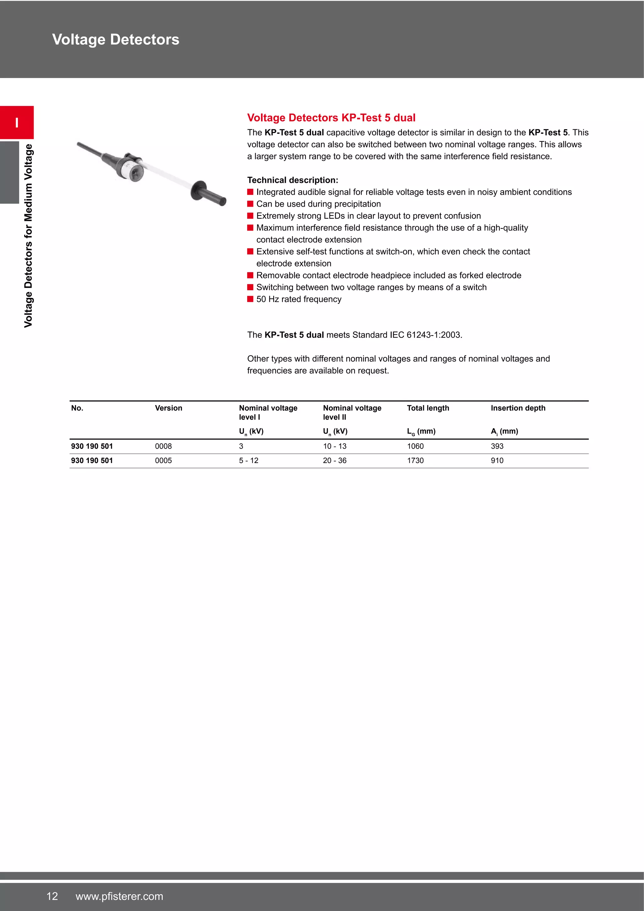Pfisterer Electrical Safety Equipment - Voltage Detectors, Phase ...