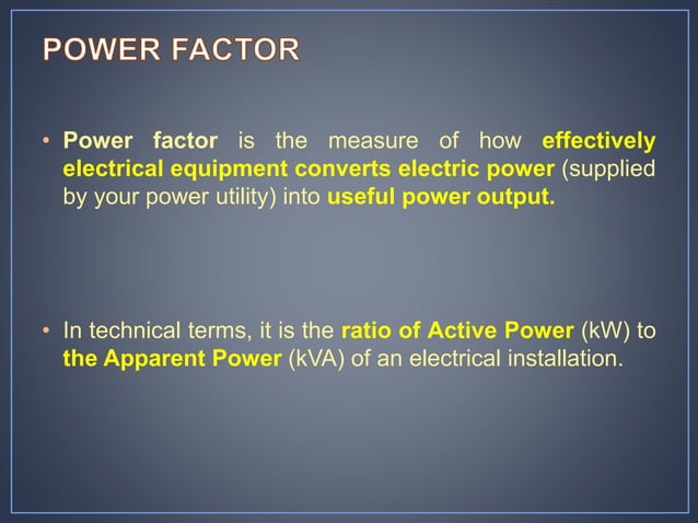 Power factor improvement | PPTX | Home Utilities | Personal Finance