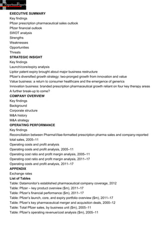 Pfizer Inc.: Company Analysis | PDF | Pharmaceutical Industry | Industries