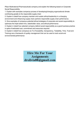 Pfizer Multinational Pharmaceuticals company and explain the.pdf