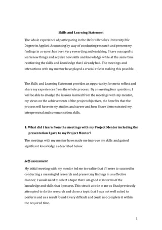 Pfizer skills and learning statement december 2015 | DOCX