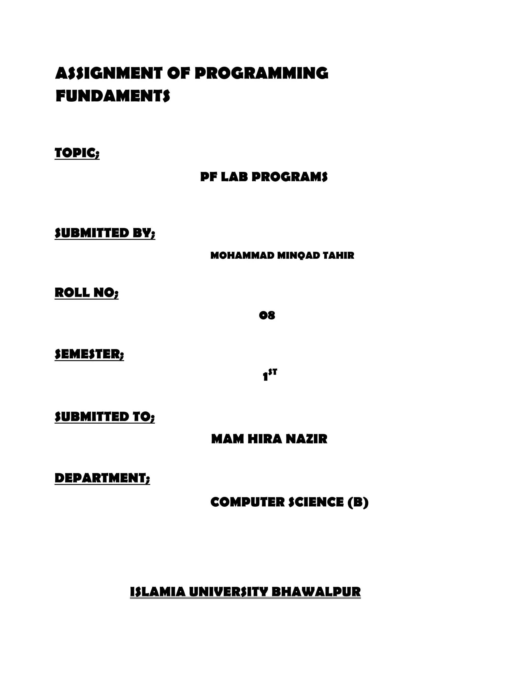 Pf Lab Assignment Pdf