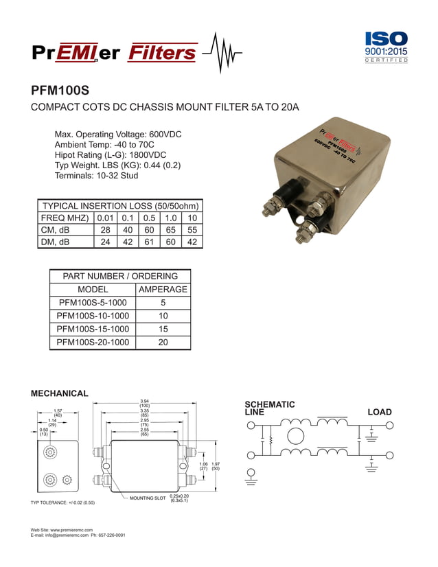 Pfm100 s - DC EMI Filters | PDF
