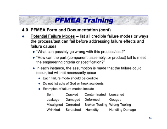 Pfmea process fmea