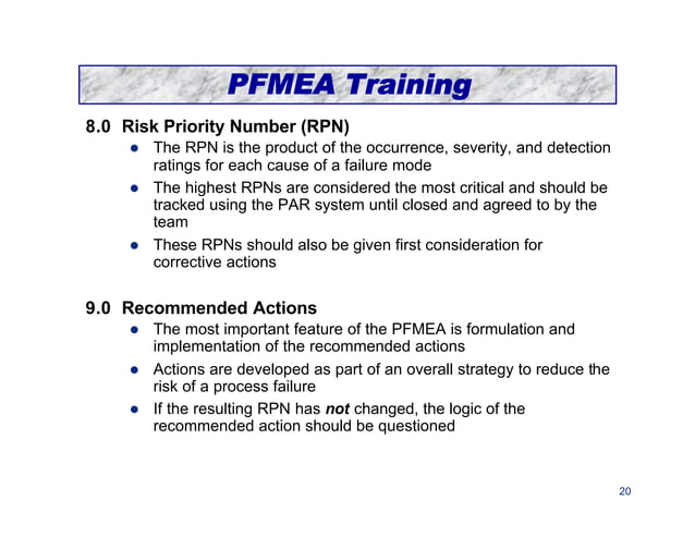 Pfmea process fmea