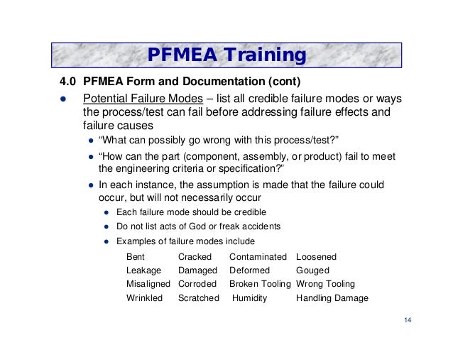 Pfmea process fmea