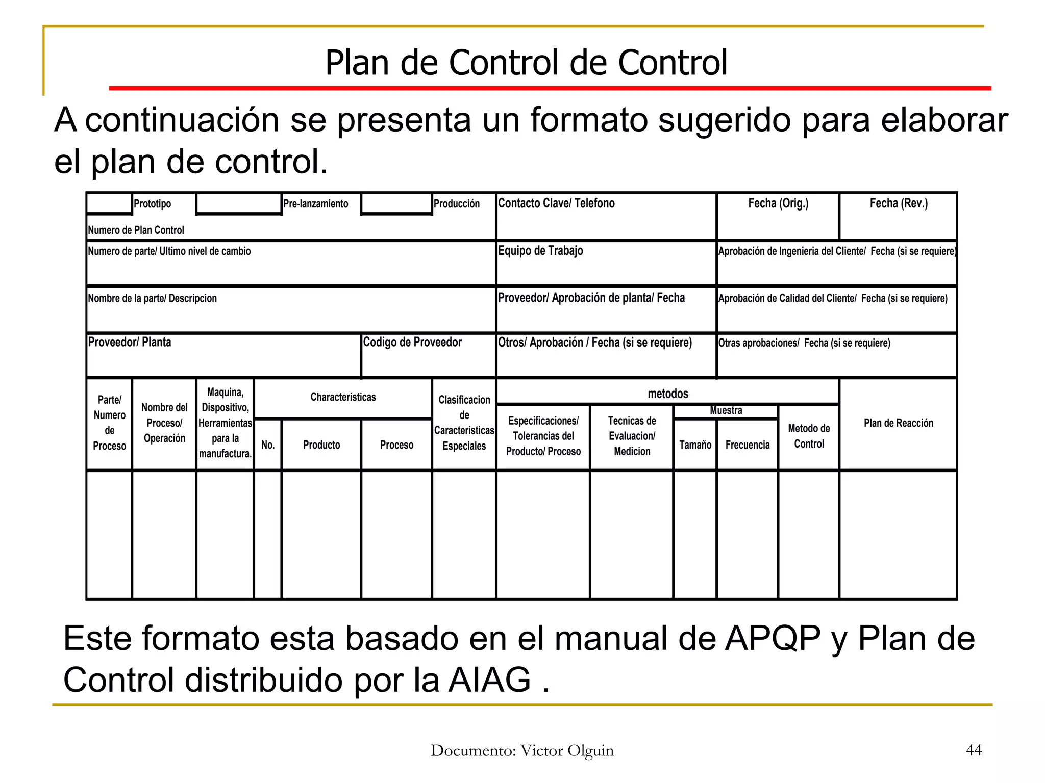 Diagrama de Flujo, PFMEA y Plan de Control 2004 | PPTX